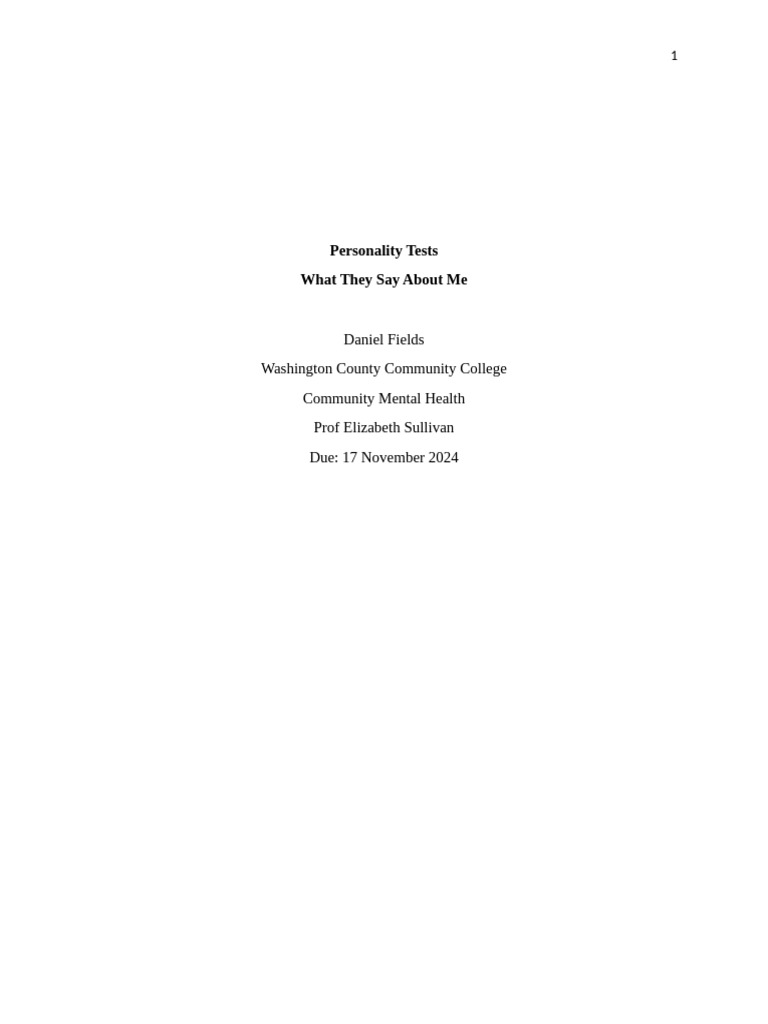 Assignment 2 - Personality Tests | PDF | Extraversion And Introversion ...