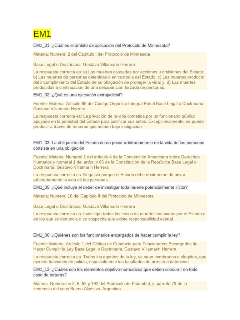 cuestionario Protocolo de Estambul y Minnesota | PDF | Tortura | Convenio europeo de derechos ...
