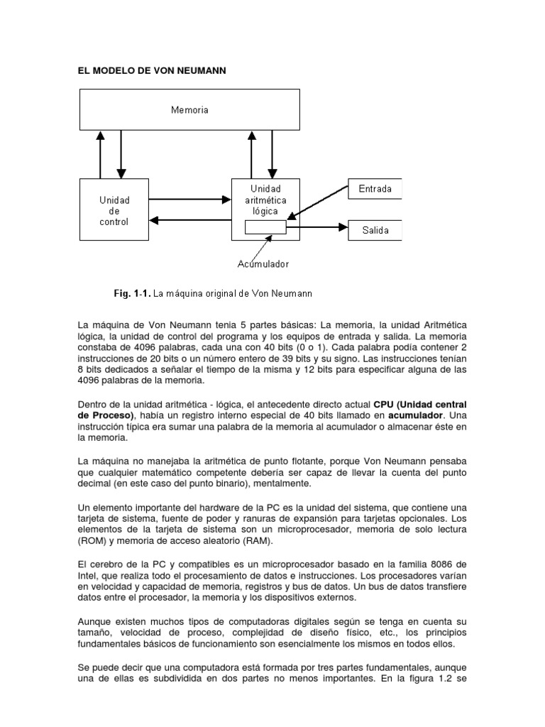 Arquitectura El Modelo de Von Neumann | PDF | Memoria del ordenador ...