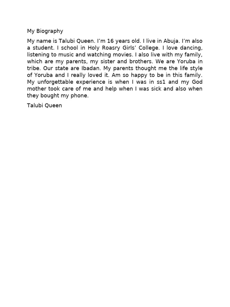 Talubi Queen's Personal Biography | PDF