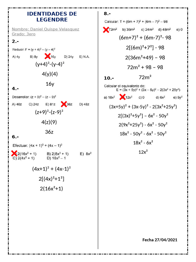 Identidades de Legendre | PDF