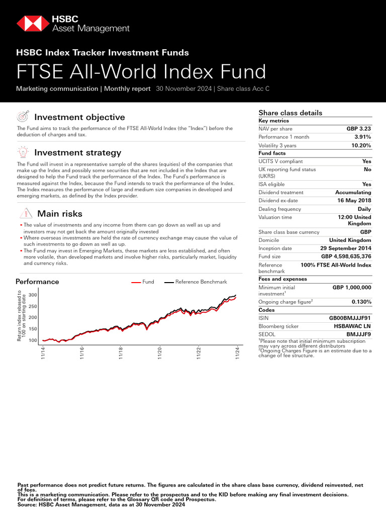 FTSE All-World Index Fund Factsheet | PDF | Investing | Investment Fund
