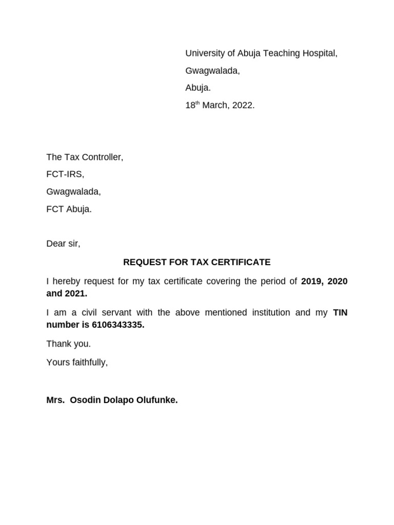 Sample Tax Clearance | PDF