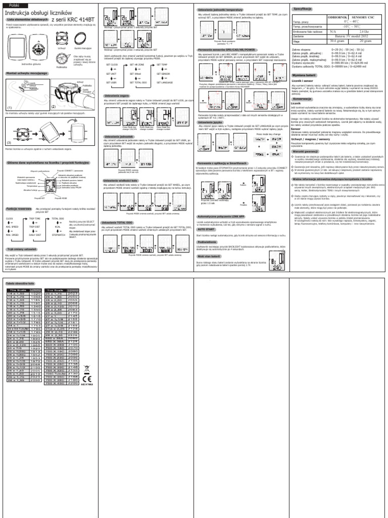 KRC 414BT Liczniki | PDF