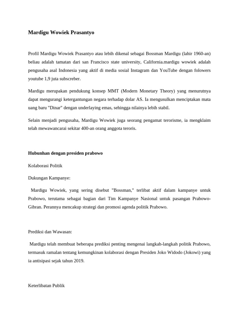 Profil Bossman Mardigu Wowiek | PDF