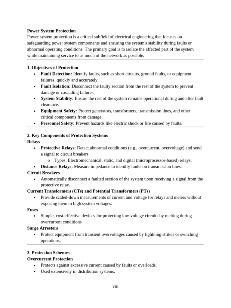 Power System Protection Note | PDF | Relay | Power (Physics)