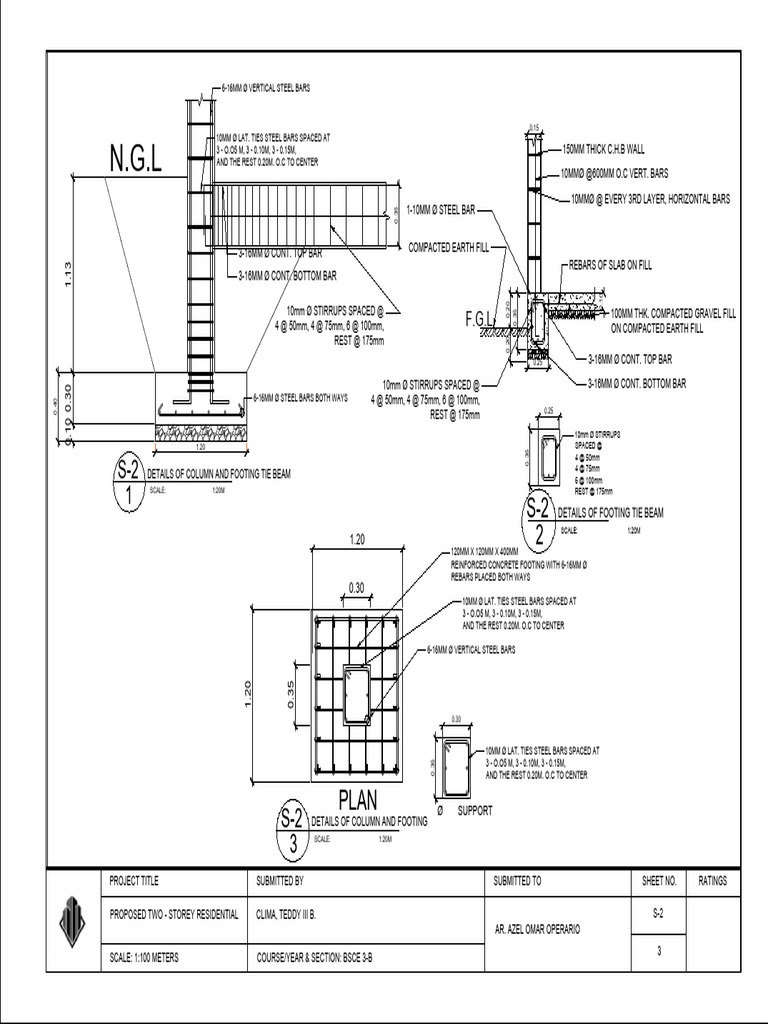 Footing Tie Beam Design Details | PDF | Concrete | Composite Material