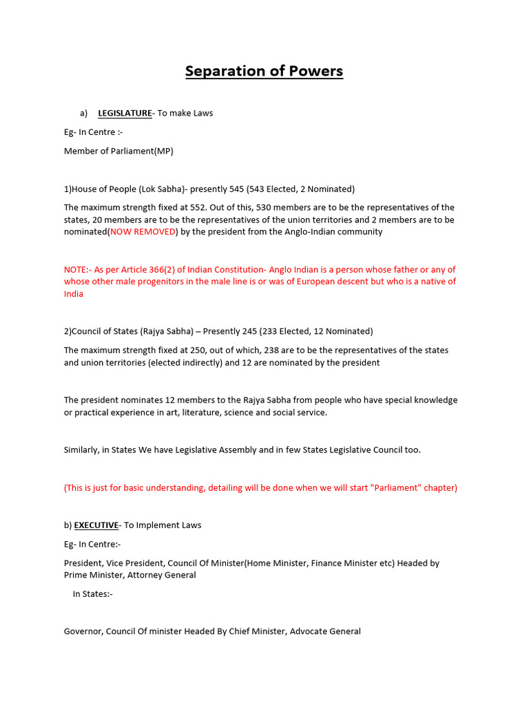 Seperation Of powers | PDF | Democracy | Political Ideologies