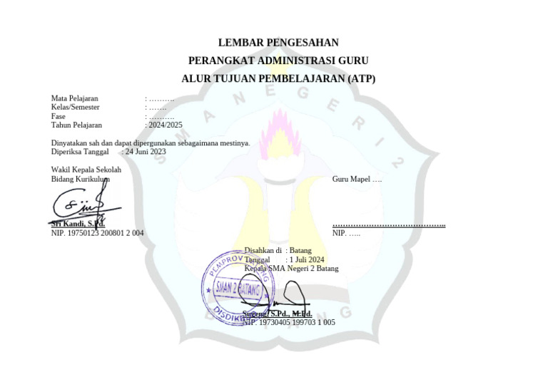 Dokumen ATP Guru SMA 2024/2025 | PDF