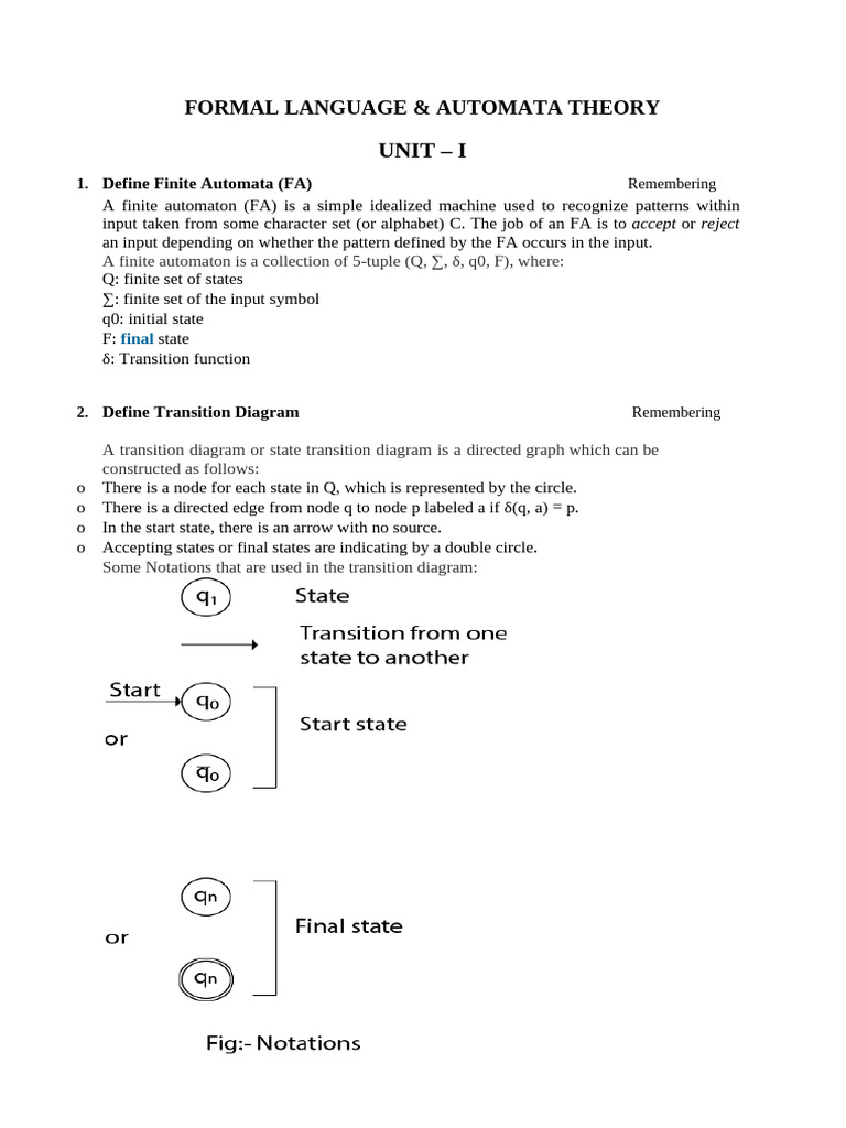 FLAT unit _I | PDF | Automata Theory | Formal Methods