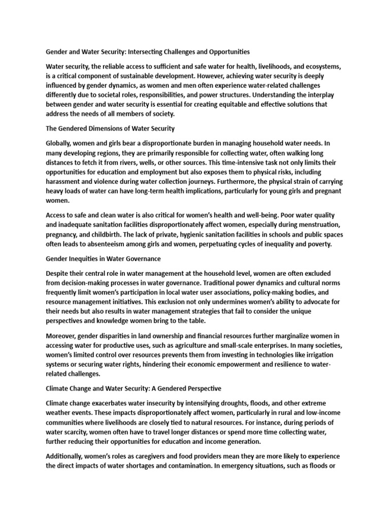 water and gender | PDF | Water Security