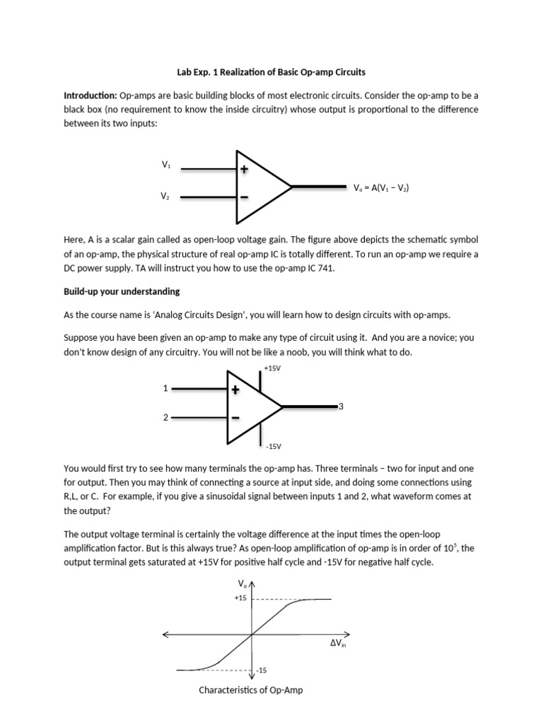 Lab Exp1 | PDF | Operational Amplifier | Amplifier