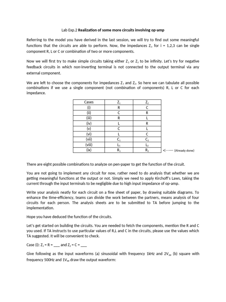 Lab Exp2 | PDF | Operational Amplifier | Electrical Impedance