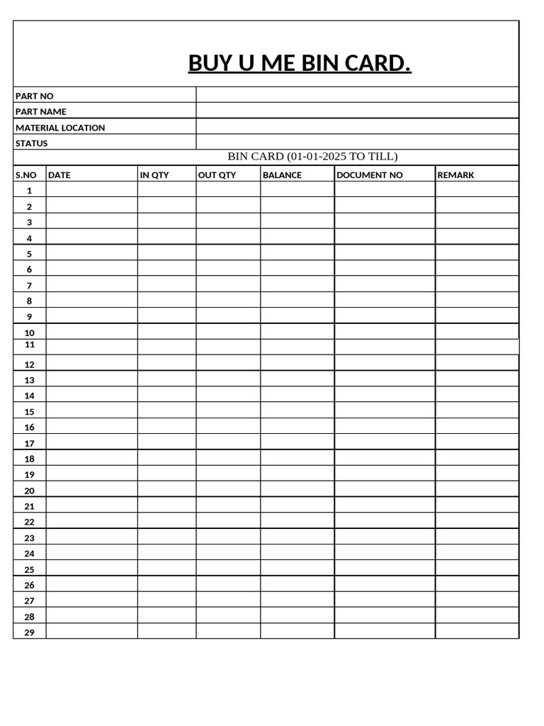 Bin Card | PDF