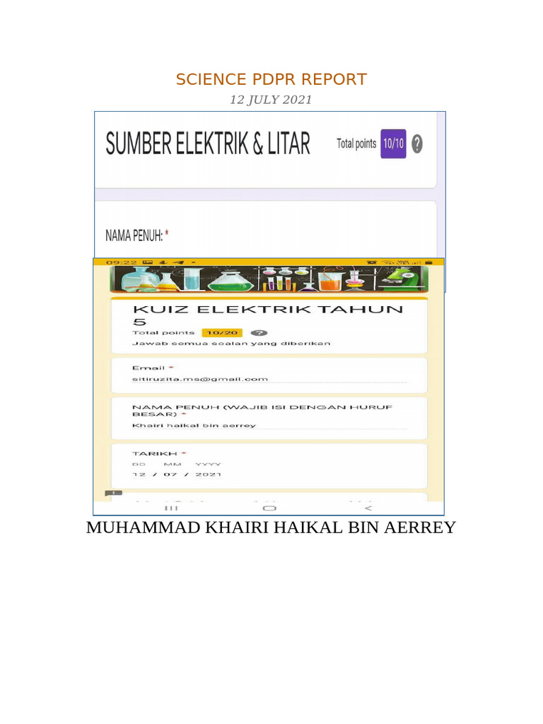 Science PDPR Report | PDF