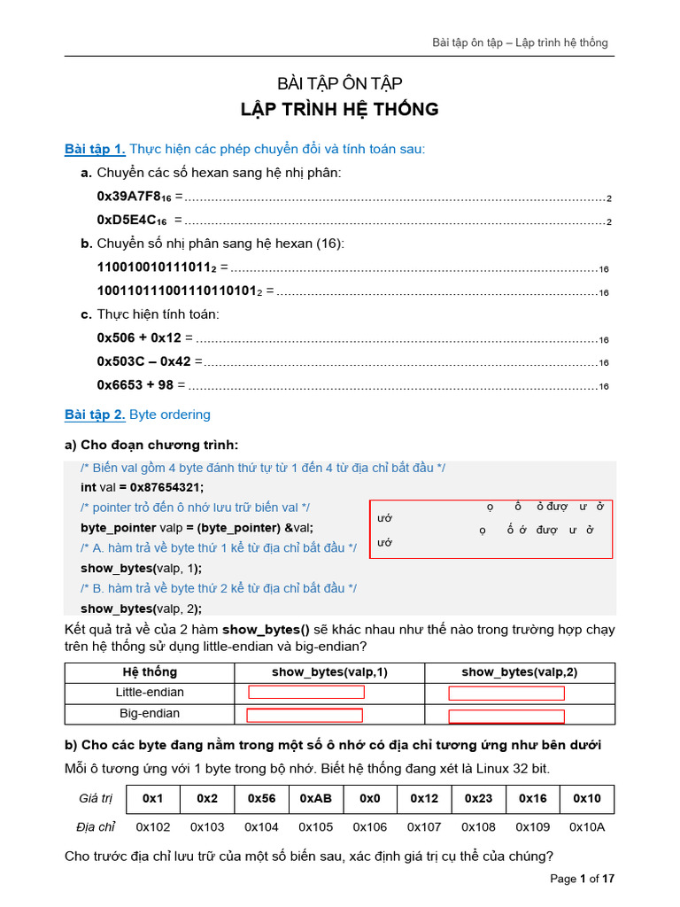 Bai Tap - On Tap Cuoi Ky - 2025 | PDF