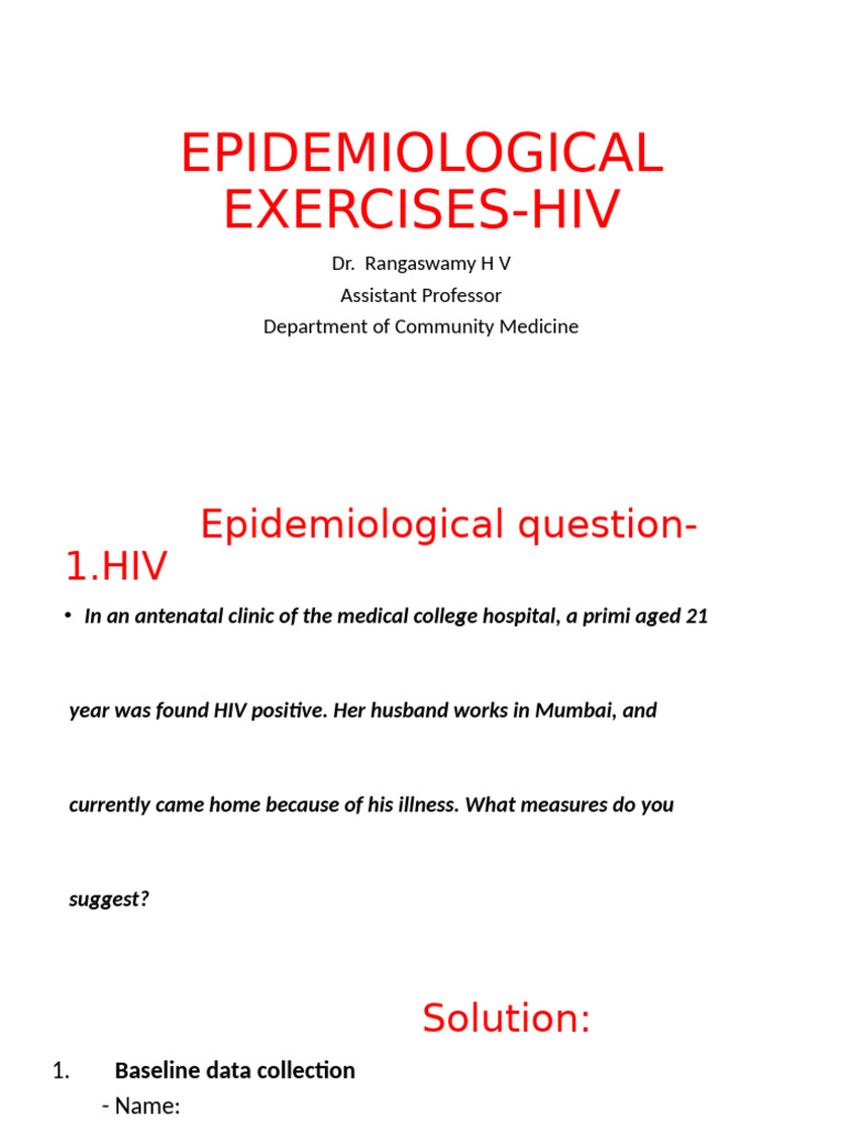 Epidemiological Exercises Hiv | PDF | Pregnancy | Medical Specialties