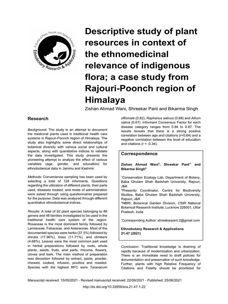ERA Paper | PDF | Himalayas | Ethnobotany