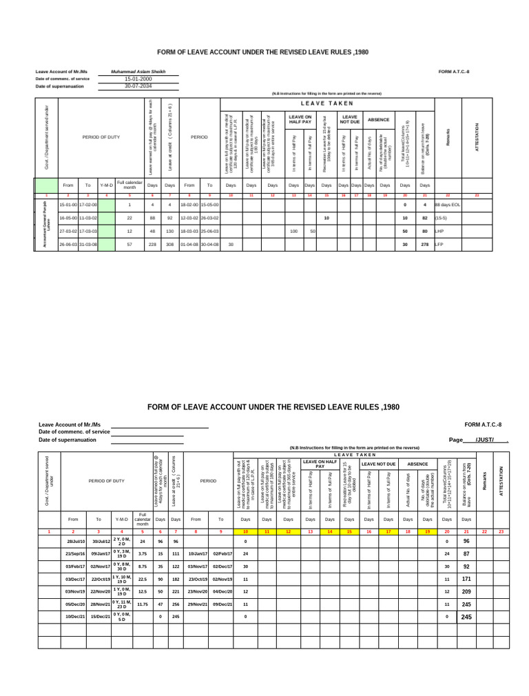 Leave Account (Sample) | PDF | Financial Services