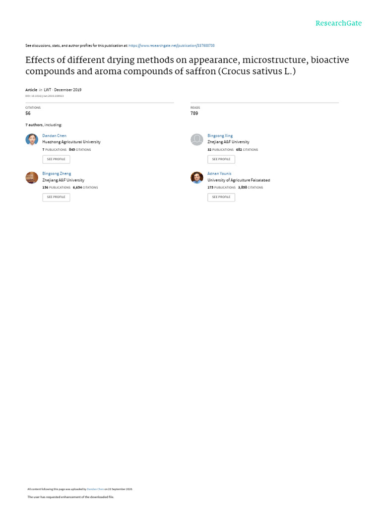 Effects of Different Drying Methods On Appearance, Microstructure, Bioactive Compounds and Aroma ...