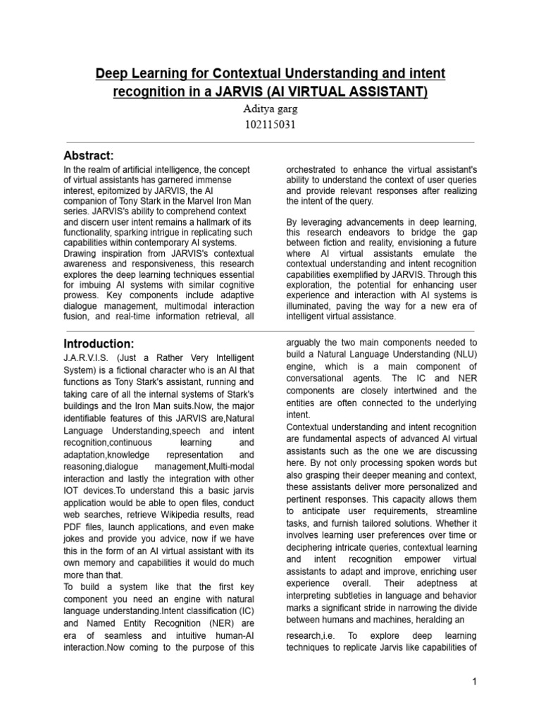 JARVIS DL Adsa 102115031 | PDF | Deep Learning | Siri