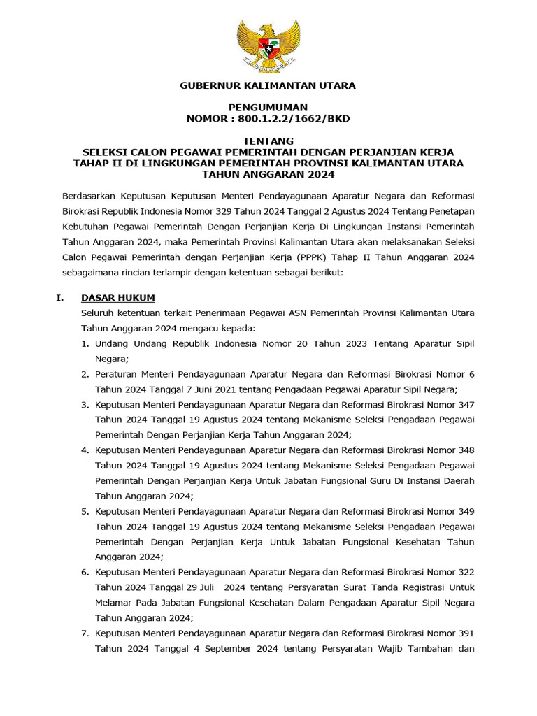 Pengumuman Gubernur Seleksi Calon Pegawai Pemerintah PPPK Tahap Ii Di ...