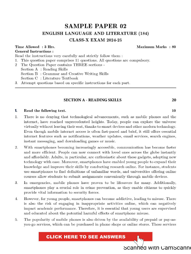 English SQP 2024-25 | PDF