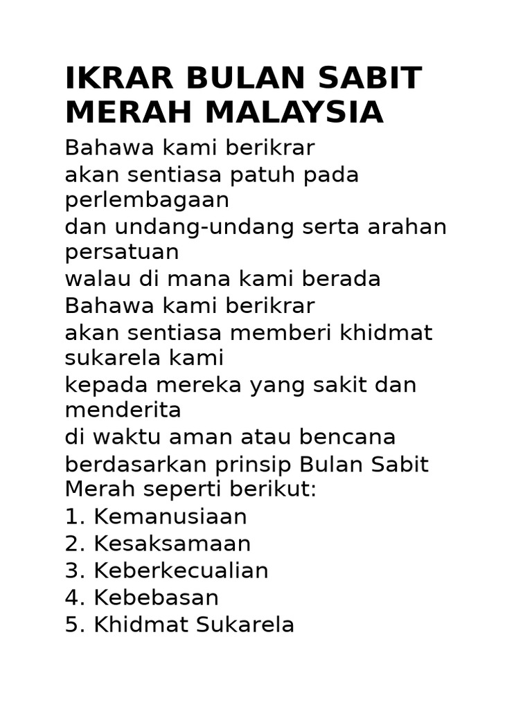 Ikrar Bulan Sabit Merah Malaysia | PDF