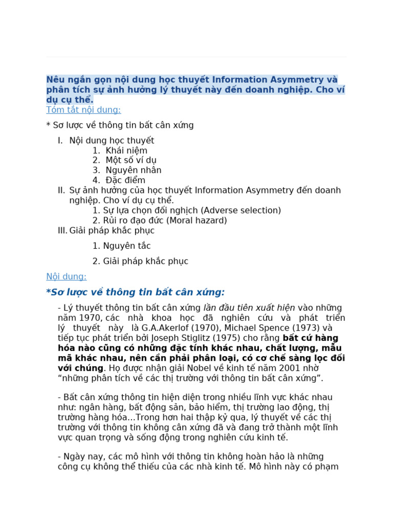 Information Asymmetry | PDF