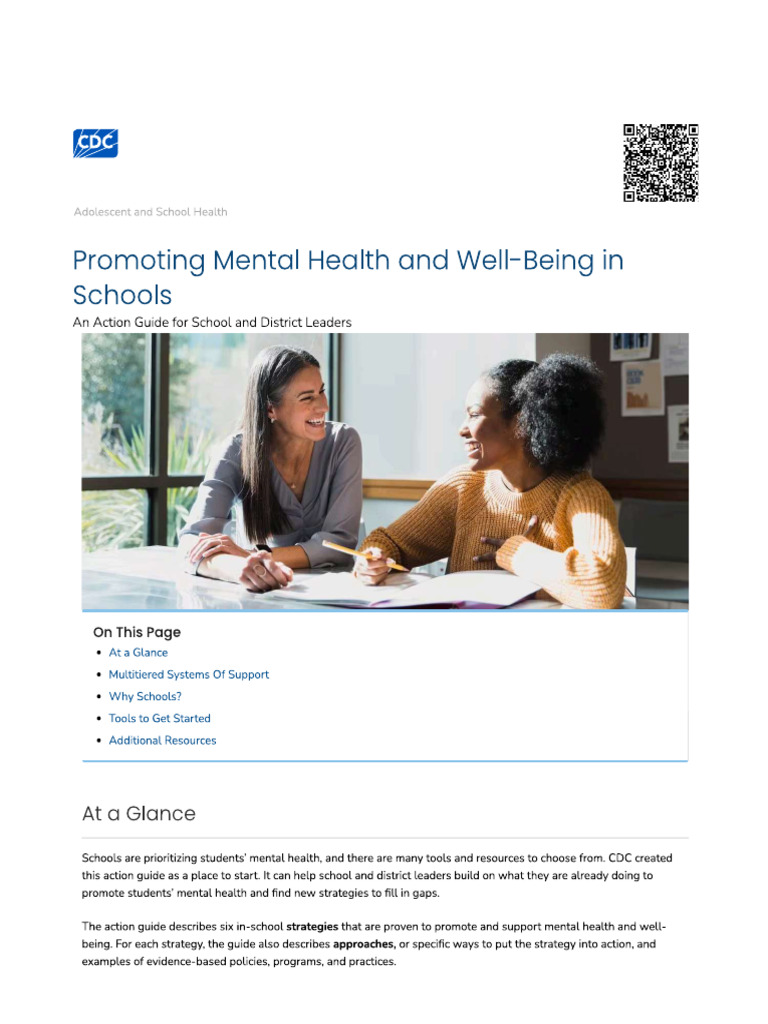 Promoting Mental Health and Well-Being in Schools | PDF
