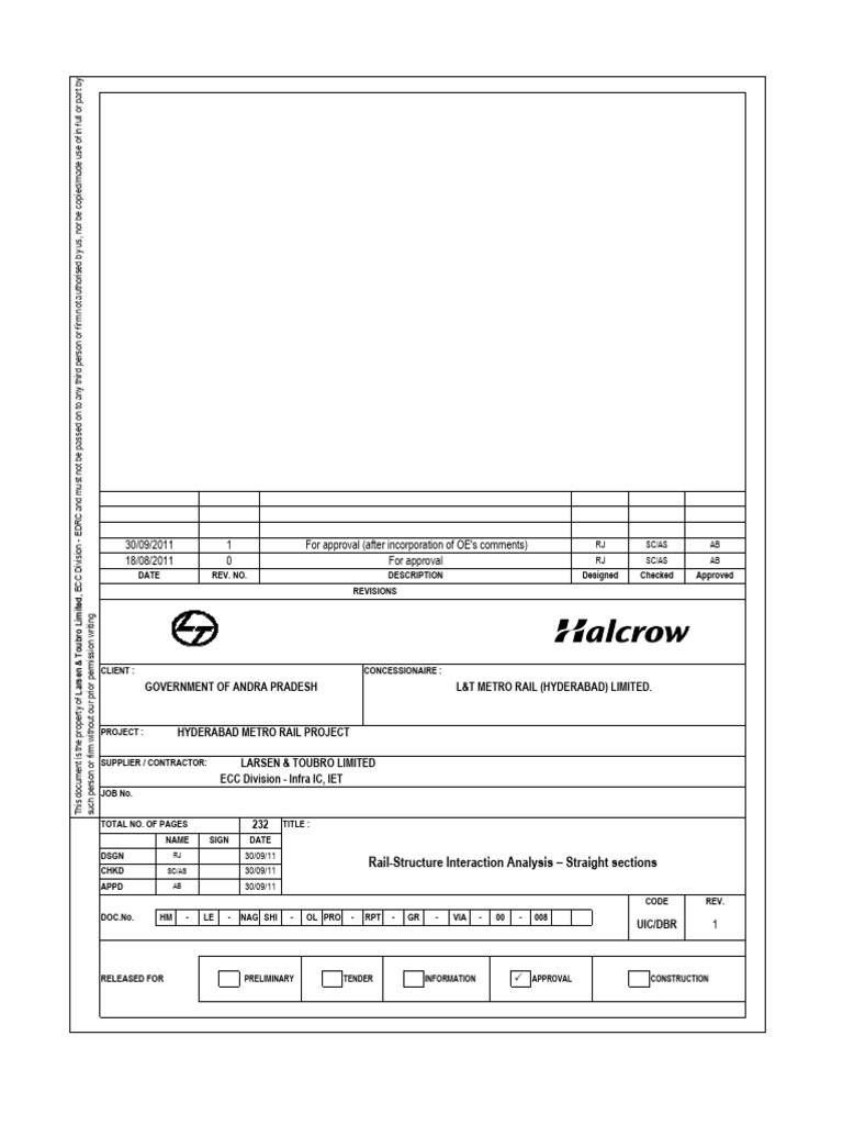 30.09.11 RSI Final Rev 1 (Hydrabad Metro - Halcrow) | PDF | Stress (Mechanics) | Bridge
