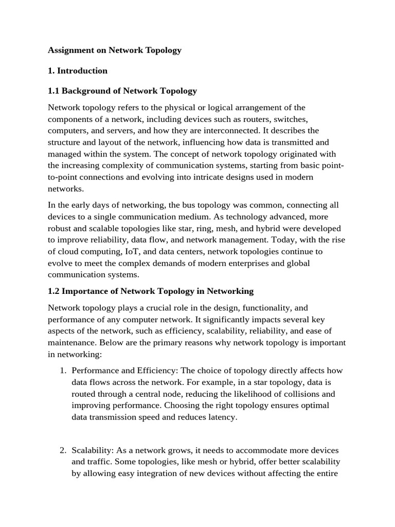 Assignment On Network Topology | PDF | Network Topology | Computer Network