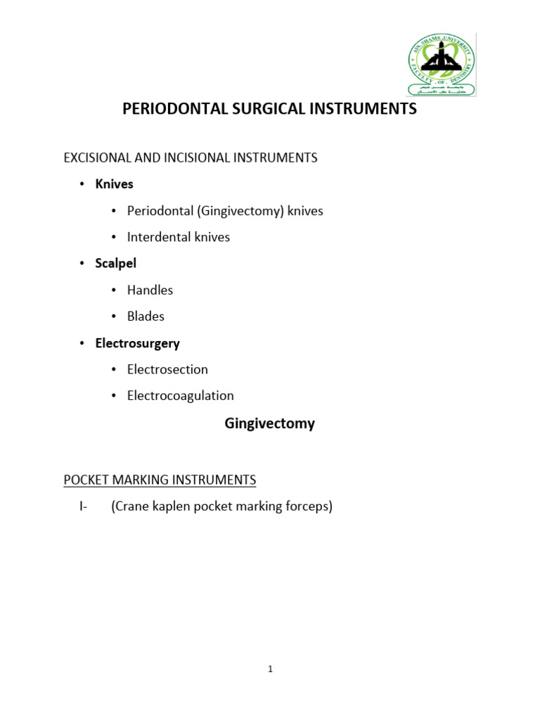Periodontal Surgical Instruments | PDF | Surgical Suture | Clinical ...