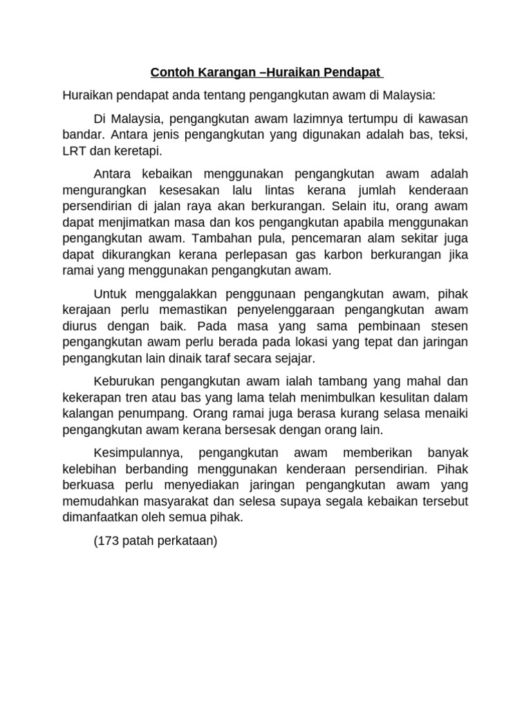 Contoh Karangan Respon Terhad | PDF