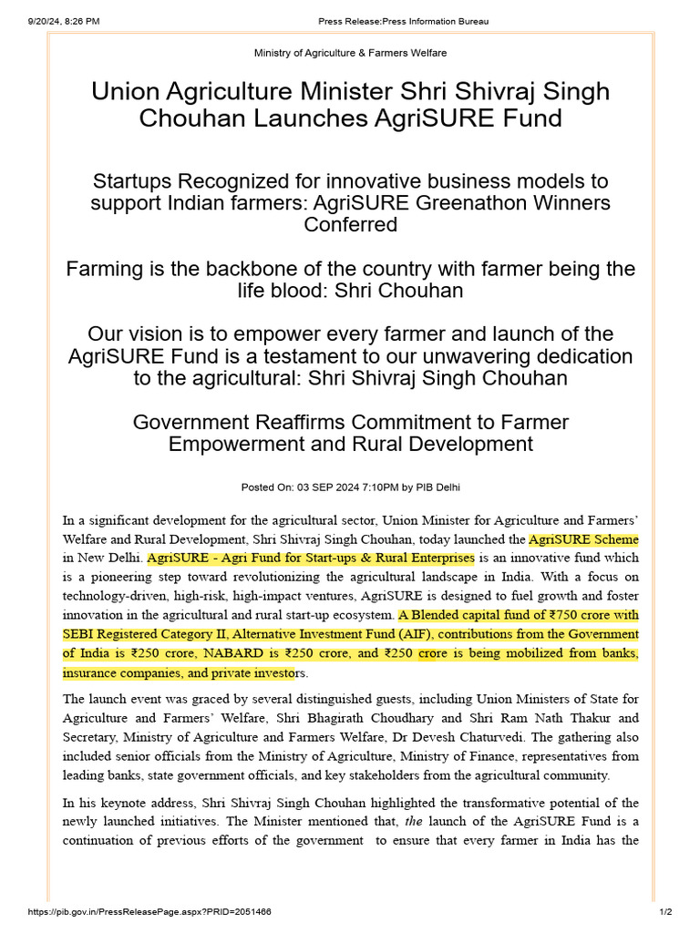 AgriSURE Fund | PDF | Startup Company | Small Business & Entrepreneurs