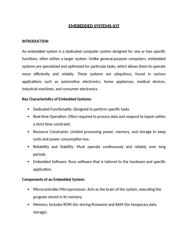 Embedded Systems-IoT | PDF | Embedded System | Internet Of Things