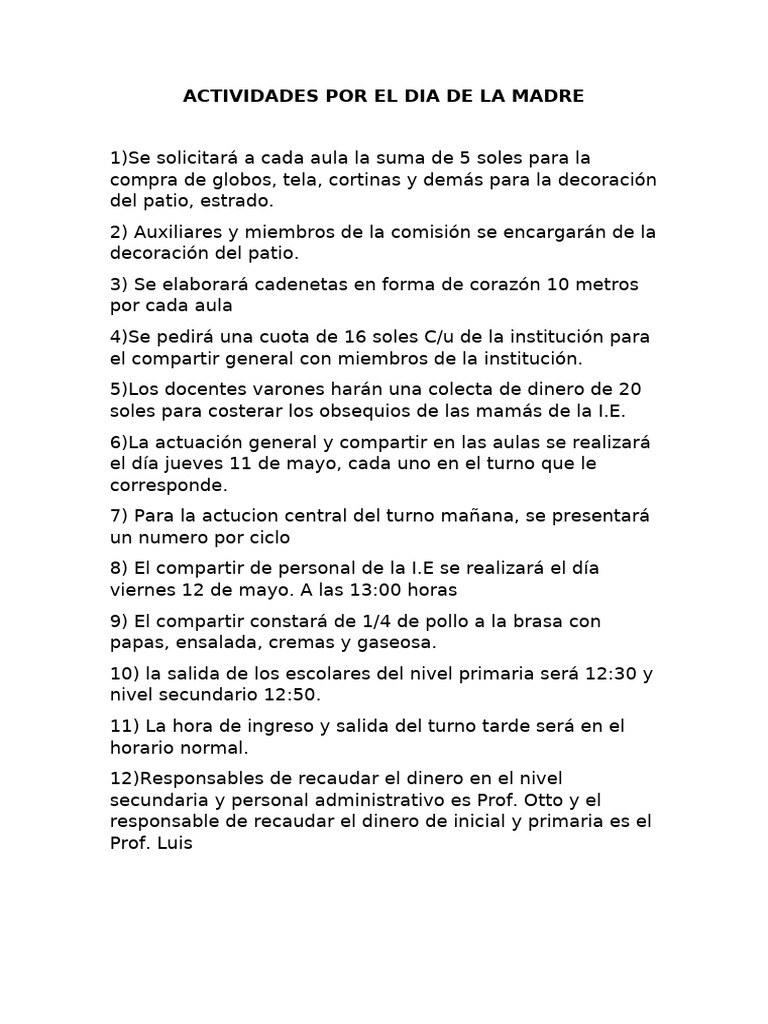 Actividades Día de la Madre 2023 | PDF
