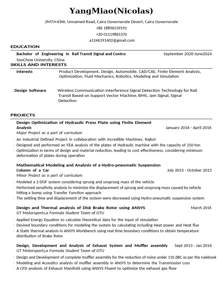Engineering Student's Portfolio | PDF | Finite Element Method | Mathematical Optimization