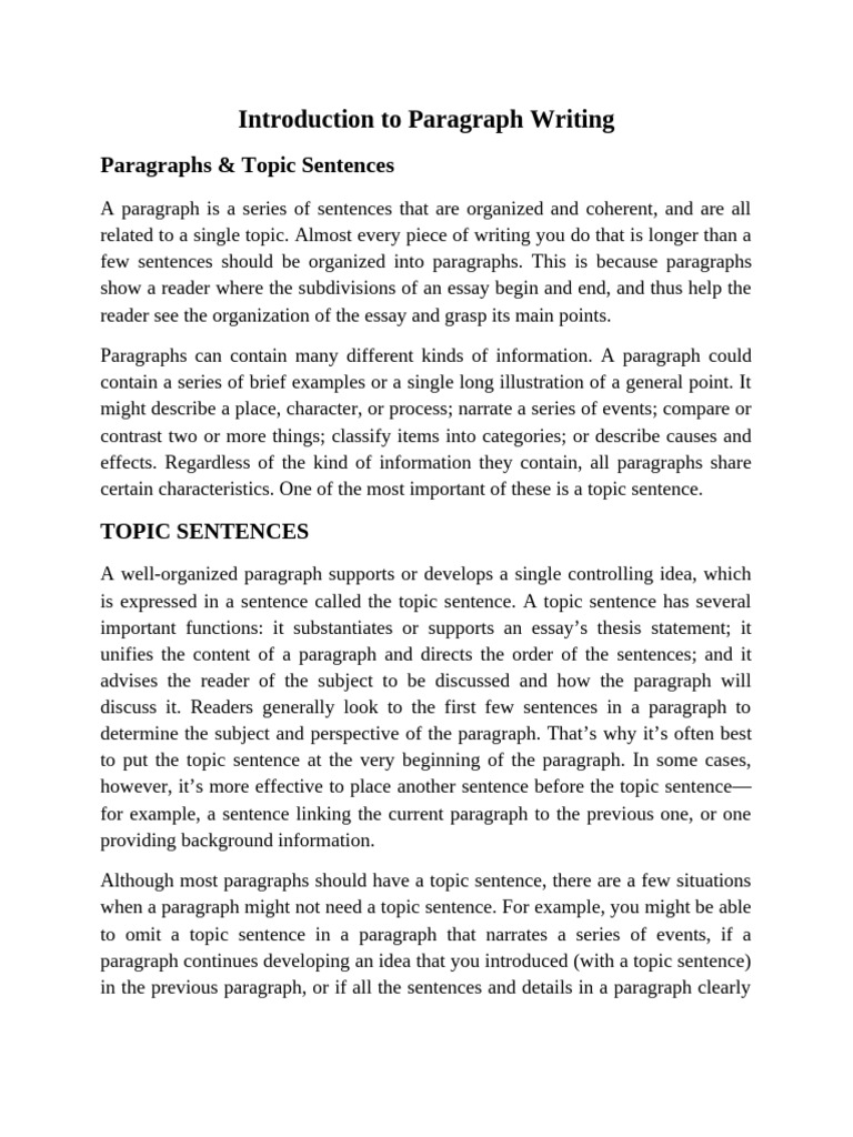 Introduction To Paragraph Writing | PDF | Essays | Verb