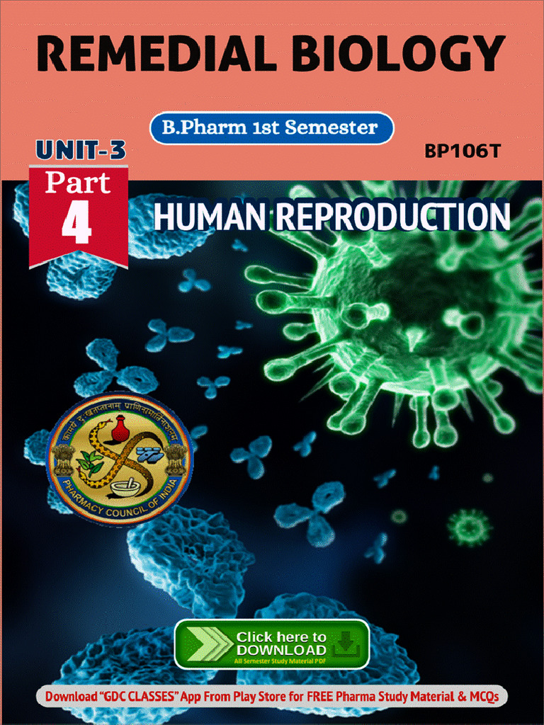 1st Semester - Unit-3 - Remedial Biology - Human Reproduction | PDF