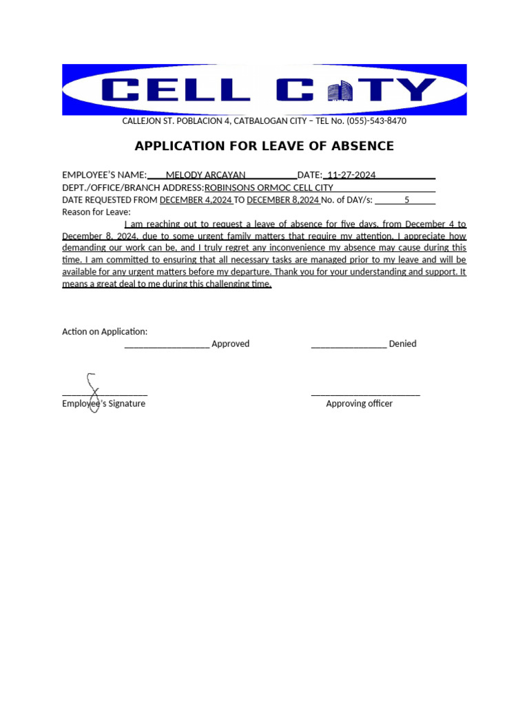 Employee Leave Request Form | PDF