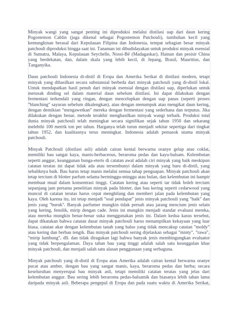 Bahan Minyak Nilam | PDF