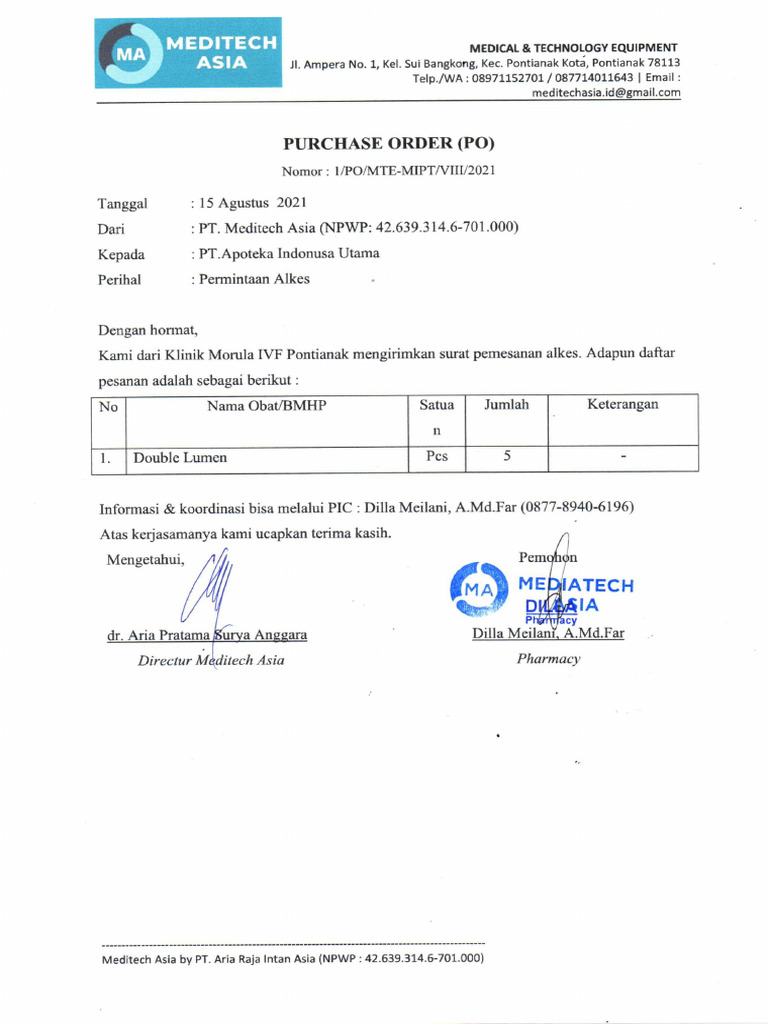 1. PO MEDITECH-15082022 | PDF