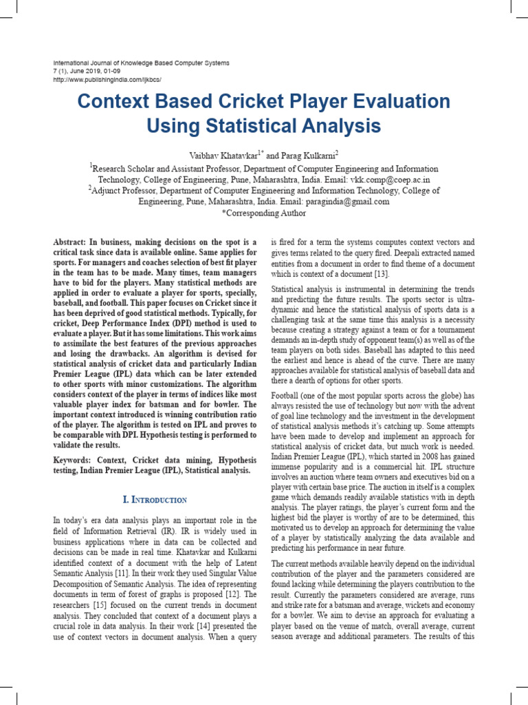 Context based ranking | PDF | Bowling (Cricket) | Ball And Bat Games