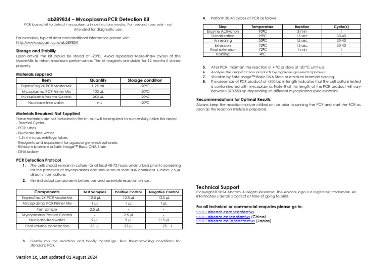 Mycoplasma-PCR-Detection-Kit-protocol-book-v1c-ab289834 (Website) | PDF ...