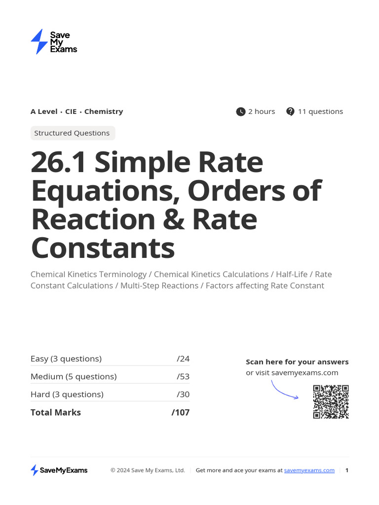 26 1 Simple Rate Equations Orders of Reaction and Rate Constants CTNjKBacZBqXj2vf | PDF ...