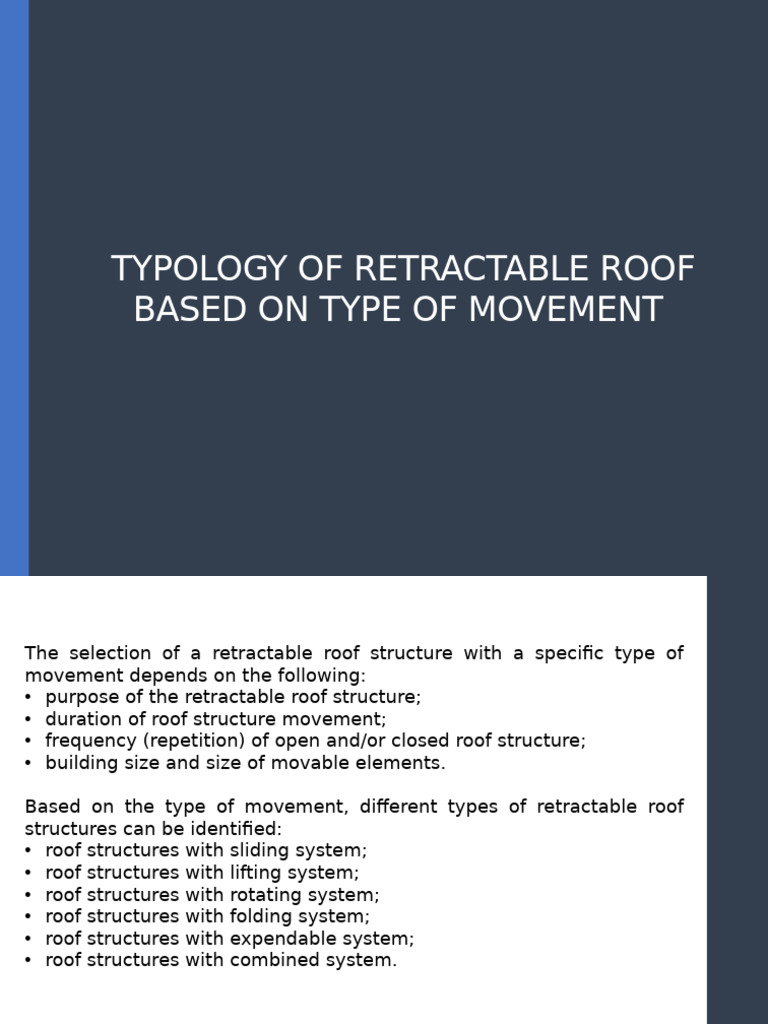 Classification of kinetic roofs | PDF | Roof | Architectural Elements