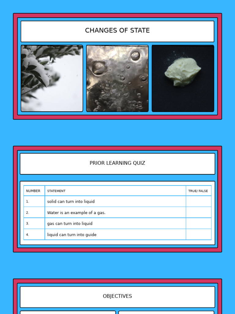 Temperature and Changes of State Lesson Presentation in Pink and Blue ...