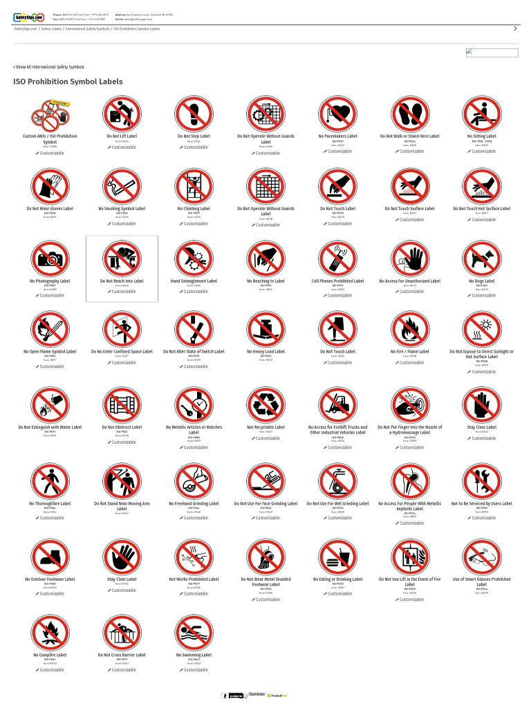 ISO Prohibition Symbol Labels | PDF