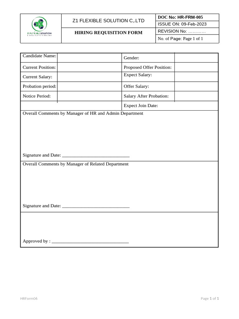 Hiring Requisition Form | PDF